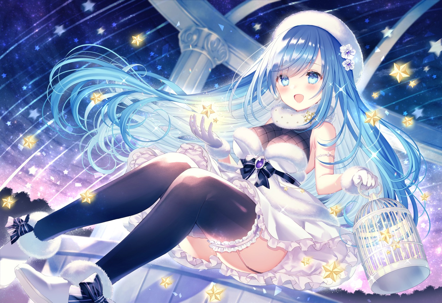 wasabi (sekai) emori miku project emori miku dress fishnets skirt lift stockings thighhighs ...